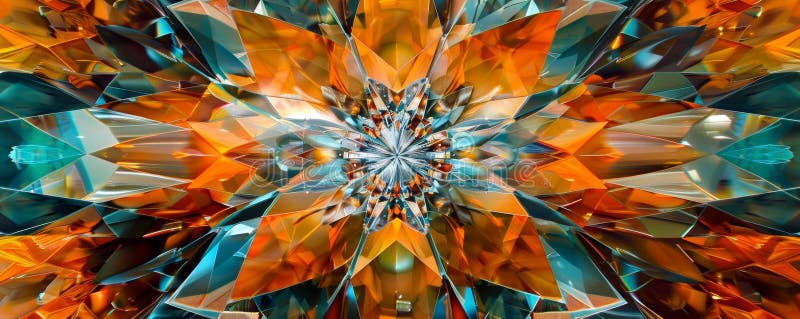 Abstract Kaleidoscopic Crystal Pattern Stock Illustration ...