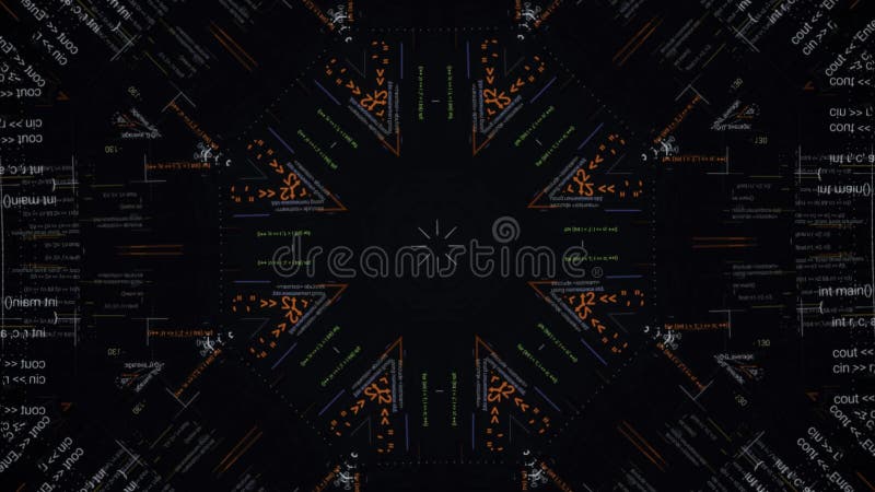 Abstract Kaleidoscopic Formula Algebra And Computer Code Animation Computer Code Running In A