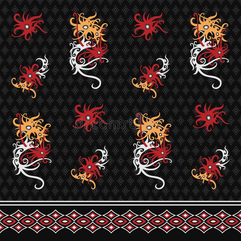 Abstract Kalimantan Ethnic Batik Pattern Stock Illustration ...