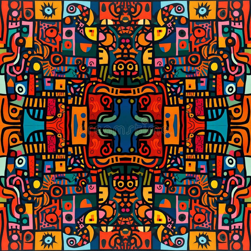 Abstract Keith Haring Symmetrical Wallpaper Stock Illustration ...