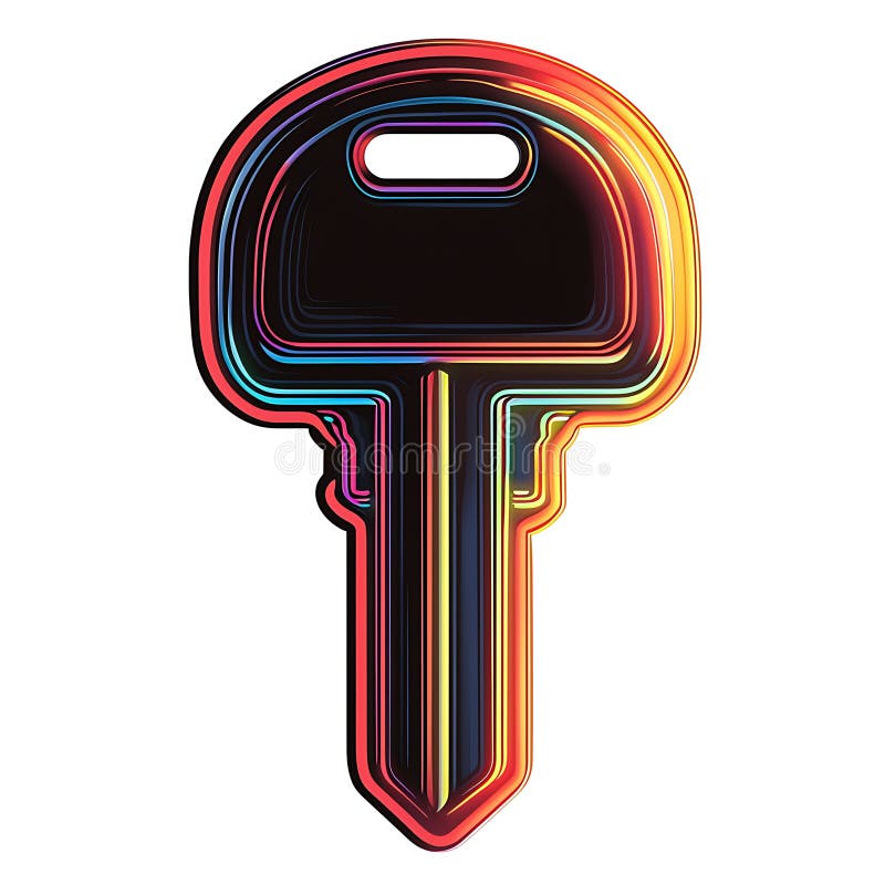 Abstract Key Icon with Vibrant Rainbow Lines and Gradient Colors Stock ...