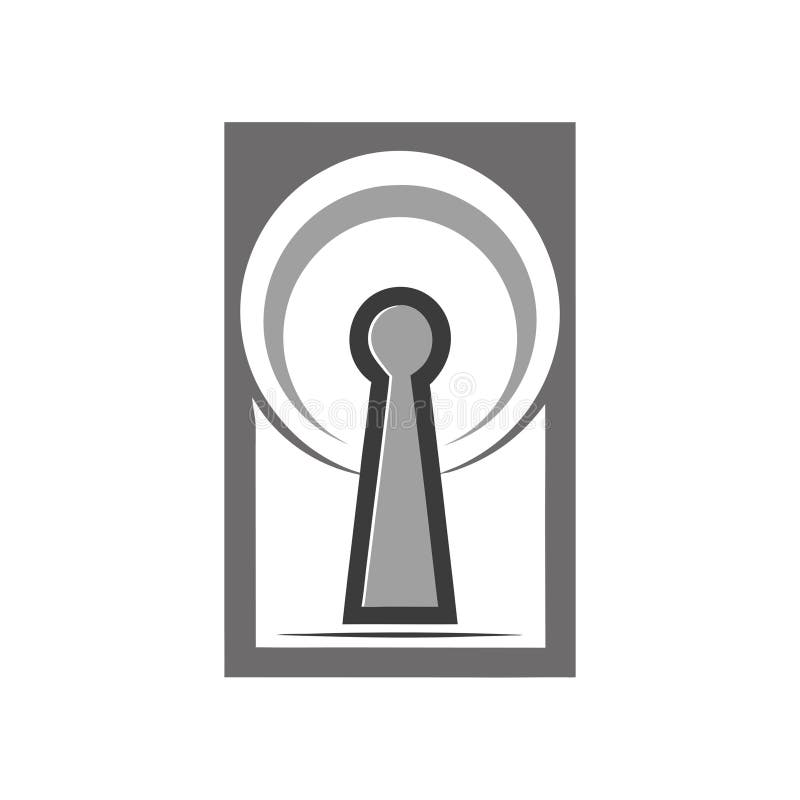 Abstract Keyhole Icon Design with Circular Elements on a Gray ...