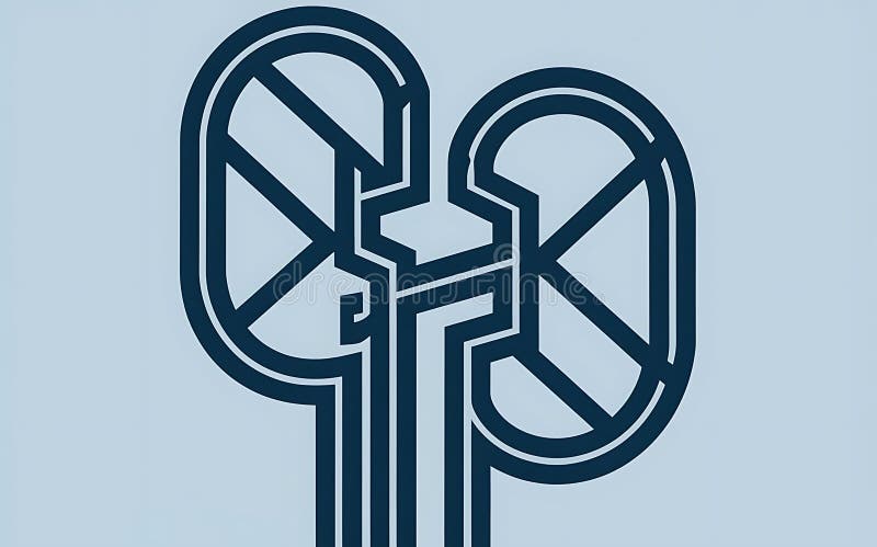 Abstract Kidney Icon with a Blue and White Color Palette Stock ...