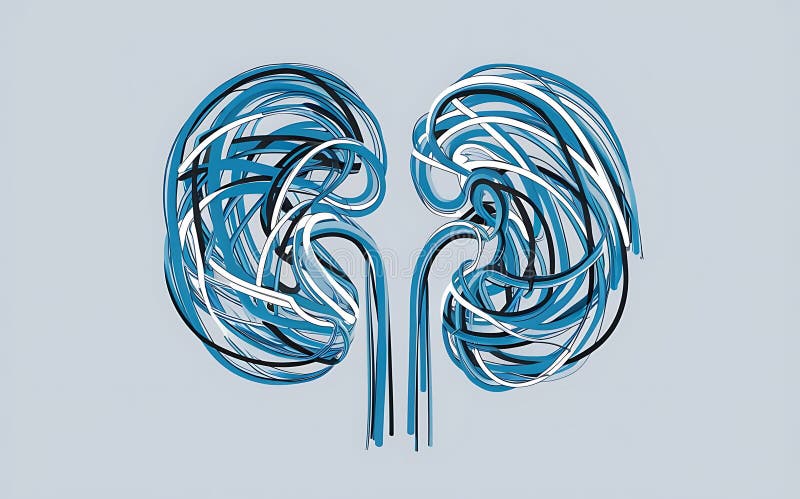 Abstract Kidney Icon with a Blue and White Color Palette Stock ...