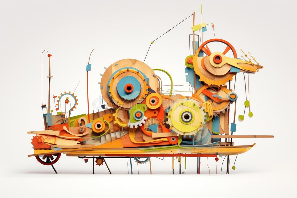Abstract Kinetic Sculpture Made from Repurposed Materials Stock Image ...