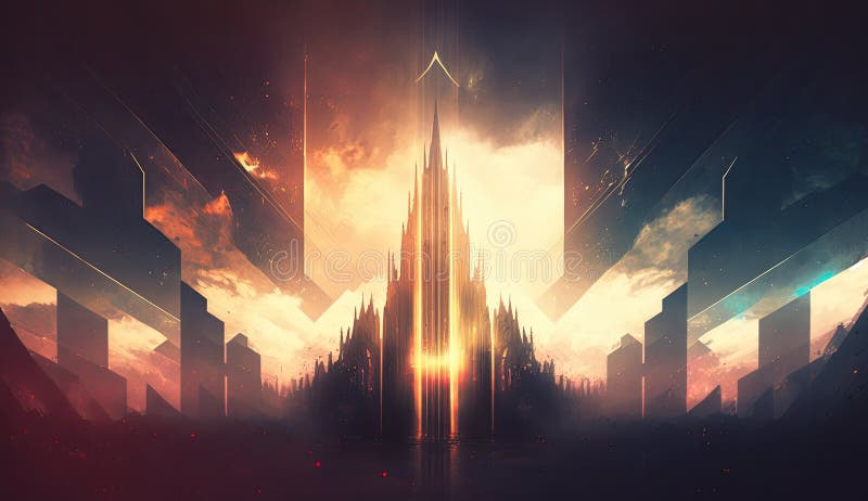 Abstract Kingdom of Heaven. Palace in the Sky. Castle in the Sky with ...