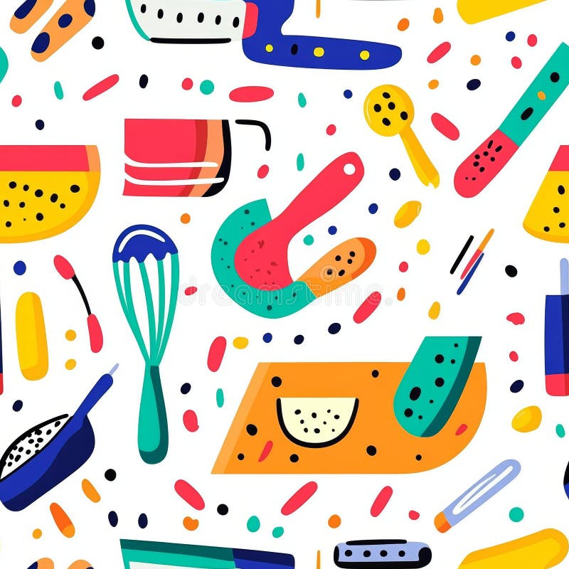 Abstract Kitchen Utensils Pattern Stock Image - Image of decoration ...