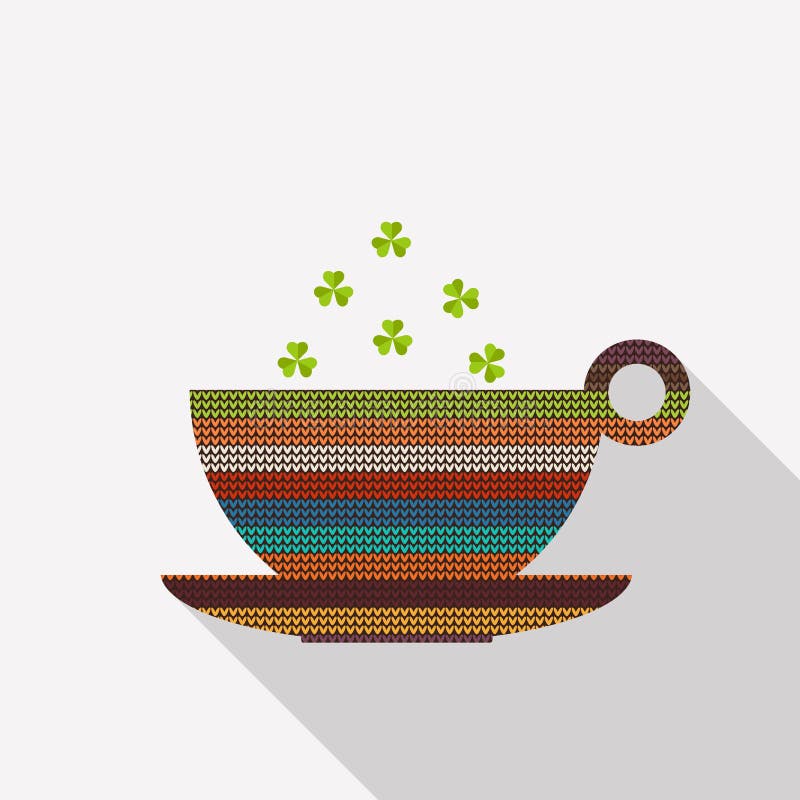 Abstract Knitted Cup of Tea / Coffee with Shamrocks Stock Vector ...