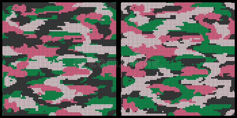 Abstract Knitting Seamless Textures Set. Military Decorative Camouflage ...