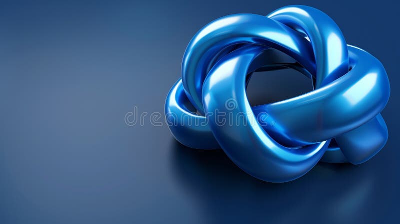 Abstract Knotted Structure 3D Render of an Intertwined, Glossy Blue ...