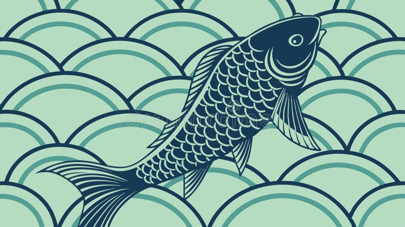 Abstract Koi Fish and Wave Pattern Vector, Serene Aquatic, Vector ...