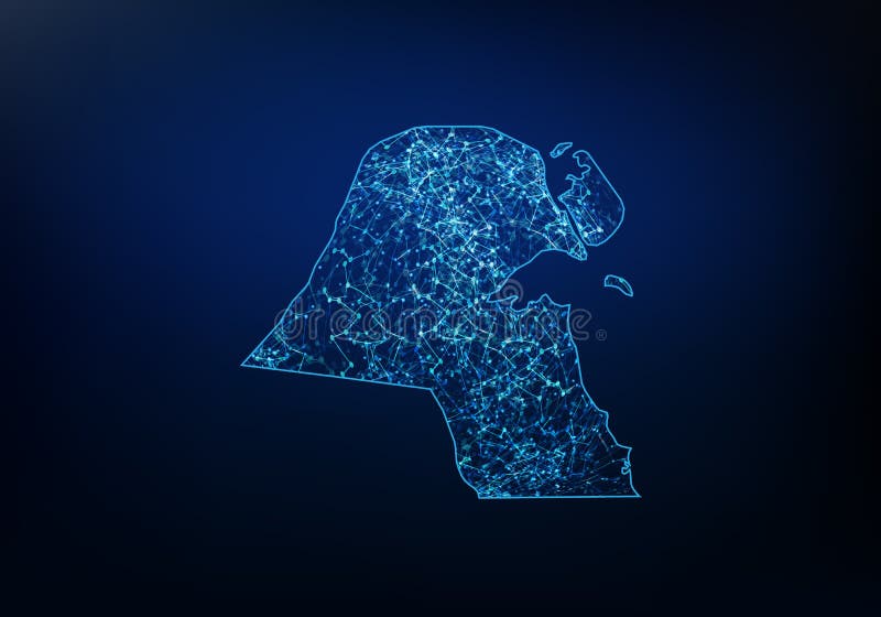 Abstract of Kuwait Map Network, Internet and Global Connection Concept ...