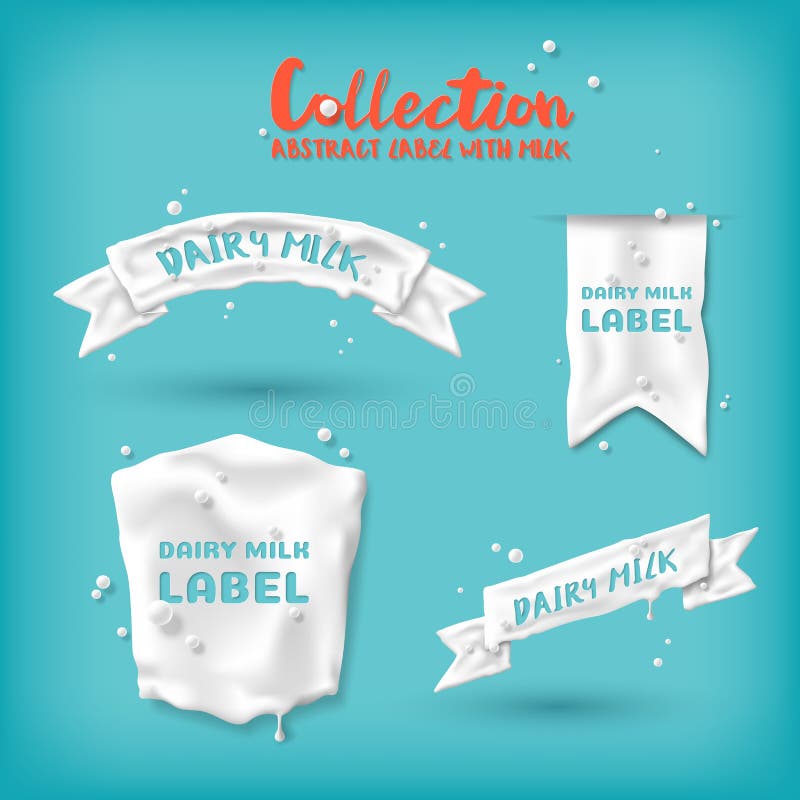 Abstract Label with Milk for Advertising and Packaging Design Stock ...