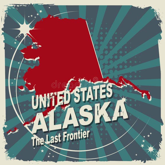 Abstract Label with Name and Map of Alaska Stock Vector - Illustration ...