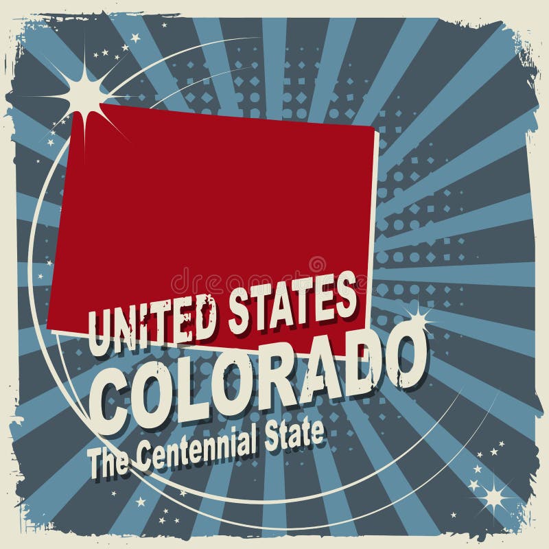 Abstract Label with Name and Map of Colorado Stock Vector ...