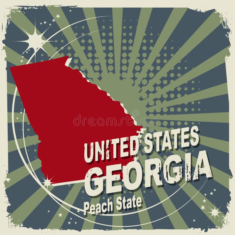 Abstract Label with Name and Map of Georgia Stock Vector - Illustration ...