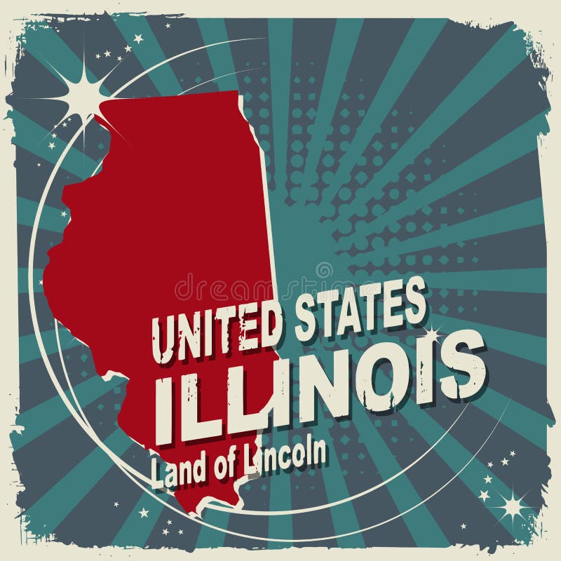 Abstract Label with Name and Map of Illinois Stock Vector ...