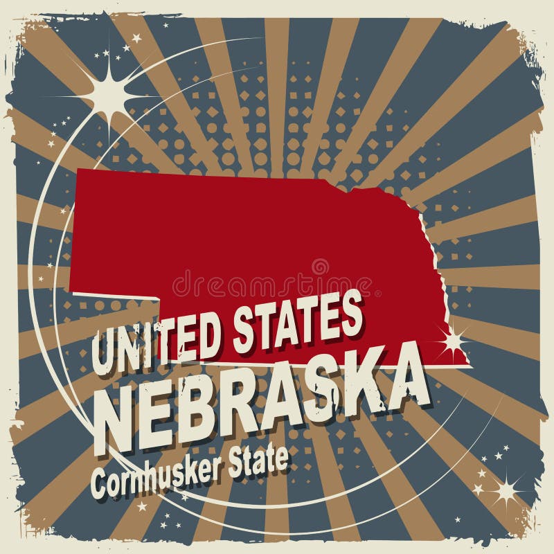 Abstract Label with Name and Map of Nebraska Stock Vector ...