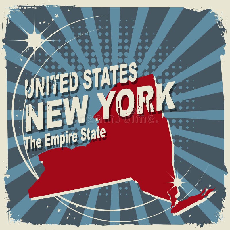 Abstract Label with Name and Map of New York Stock Vector ...