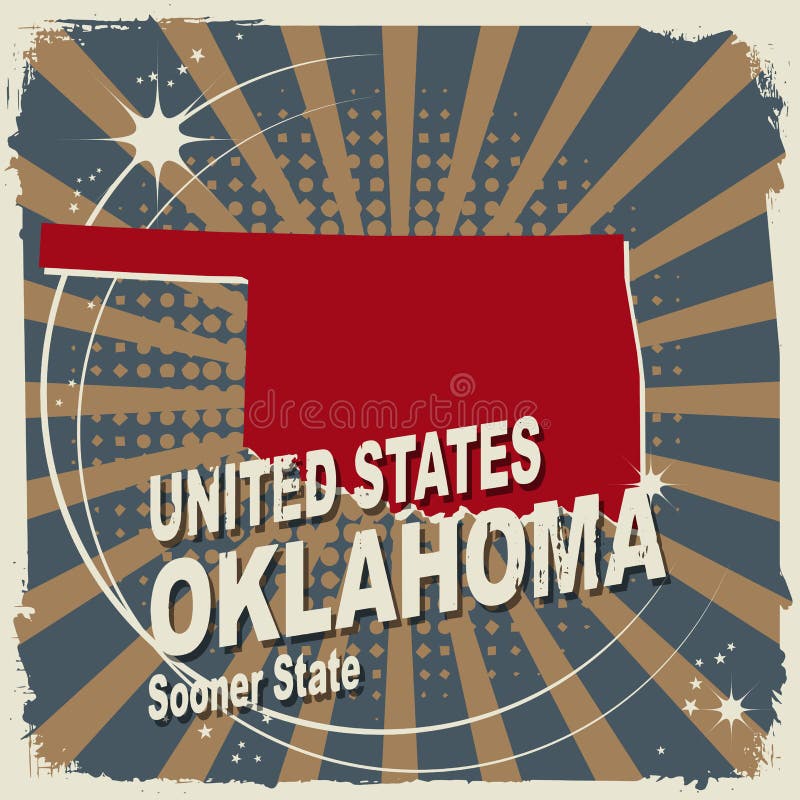 Abstract Label with Name and Map of Oklahoma Stock Vector ...