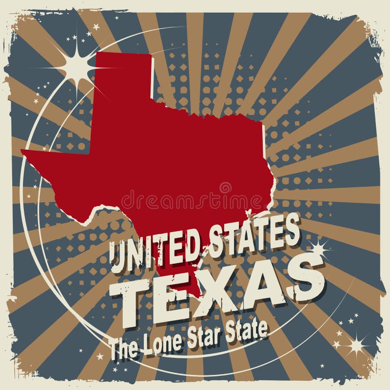 Abstract Label with Name and Map of Texas Stock Vector - Illustration ...
