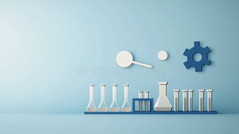 Abstract Laboratory Setup with Glassware, Gears and Scientific Tools on ...