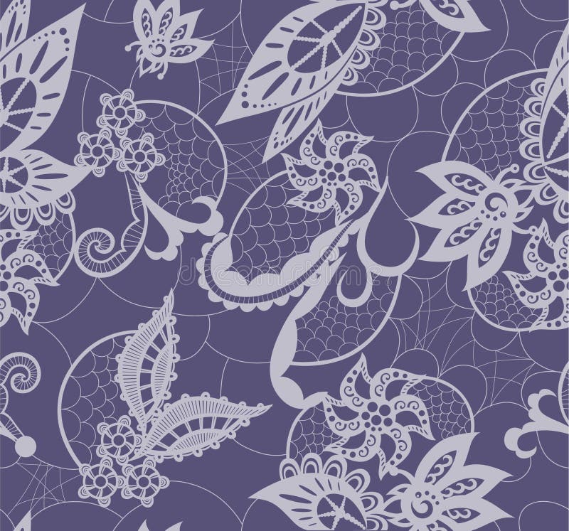 Abstract Lace with Elements of Flowers, Leaves and Butterfly Stock ...