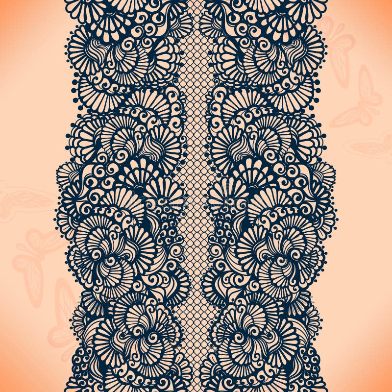 Abstract Lace Ribbon Seamless Pattern with Elements Flowers. Stock ...