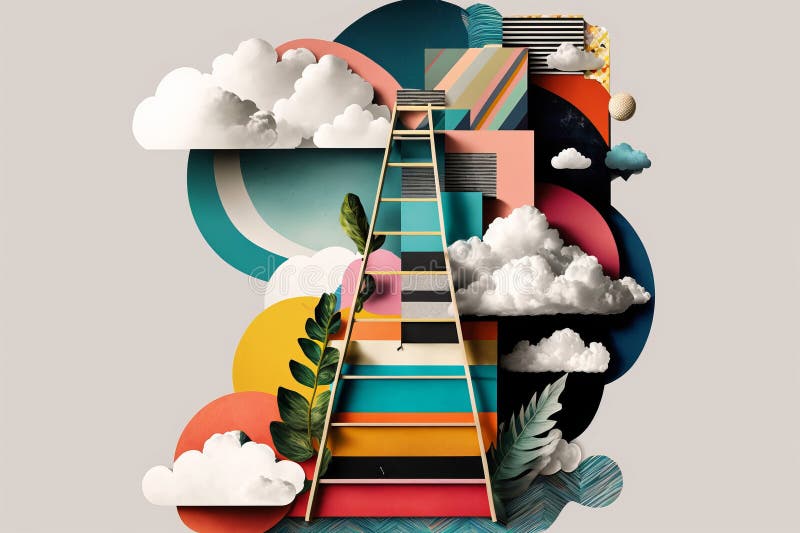 Abstract Ladder and Clouds. Concept of Career Growth and Development ...