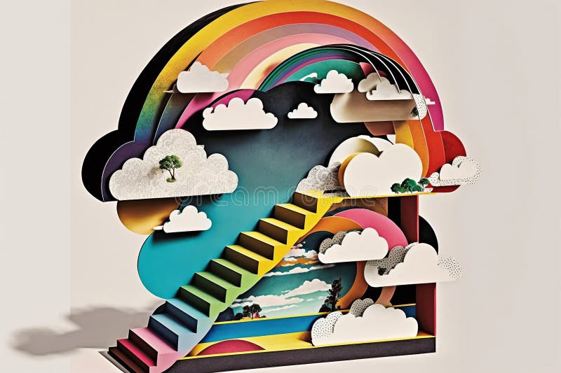 Abstract Ladder and Clouds. Concept of Career Growth and Development ...