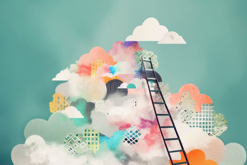 Abstract Ladder and Clouds. Concept of Career Growth and Development ...