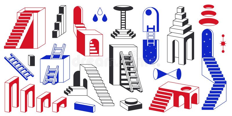 Abstract Ladder Shapes. Minimal Geometric Shapes of Different Sizes ...