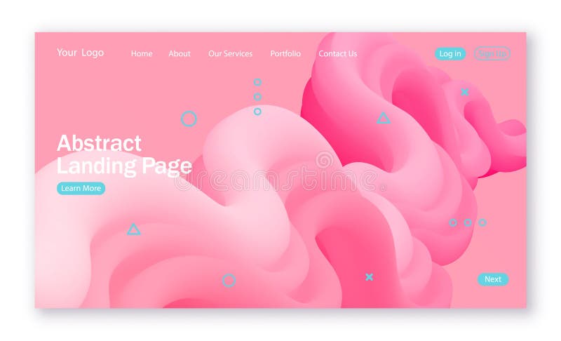 Pink, Wave Shape, Abstract Background with Liquid Form for Landing Page ...
