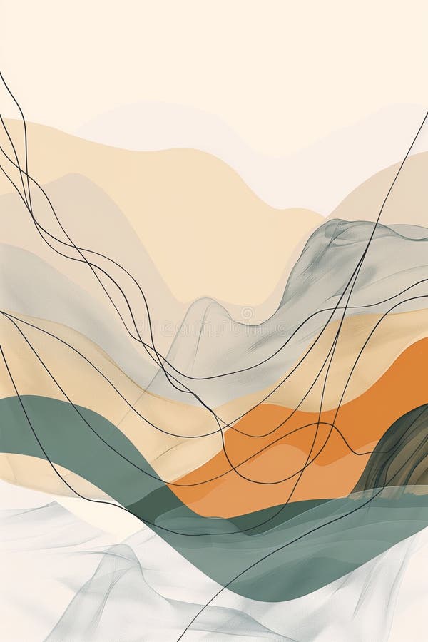 Abstract Landscape Artwork Featuring Soft Colors and Flowing Lines in ...