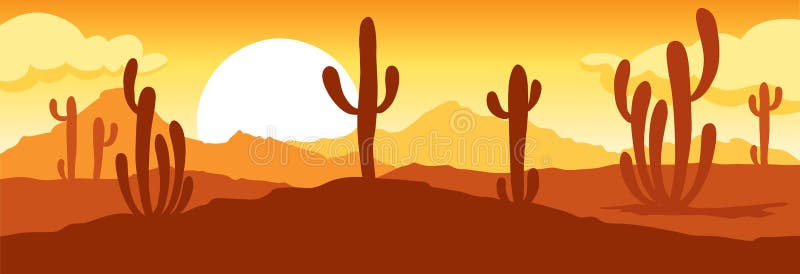 Abstract Landscape with Cactus Stock Vector - Illustration of scene ...