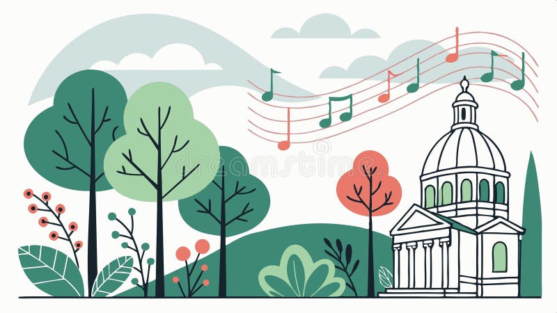Abstract Landscape with Capitol Building and Music Notes Vector Design ...