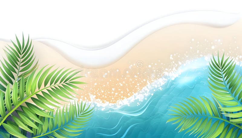 Landscape Coconut Tree and Soft Wave Sea on Watercolor, Generative AI ...
