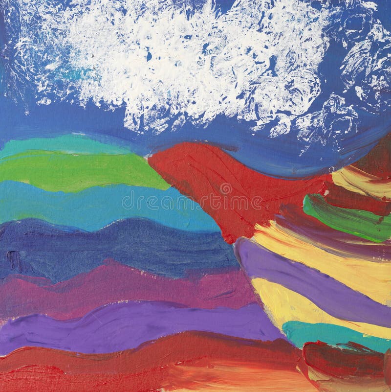 Abstract Landscape with Colored Hills and Sky Stock Image - Image of ...