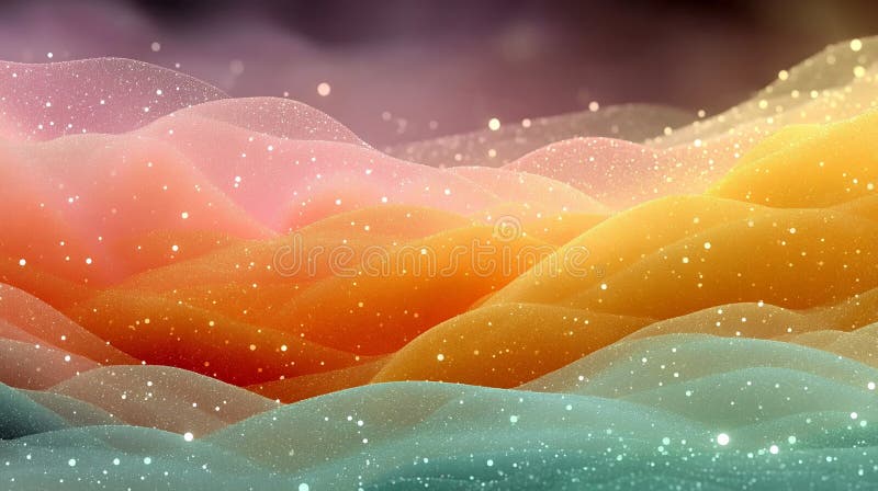 Abstract Landscape with Colorful Layers and Sparkling Lights Stock ...