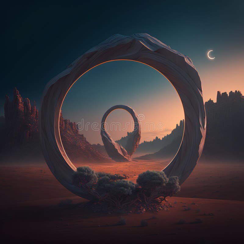 Abstract Landscape. 3D Render of an Alien Planet with a Hole Stock ...