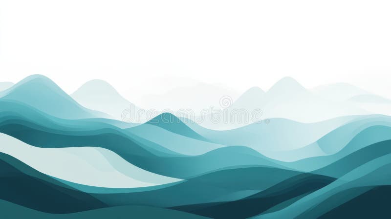 Abstract Landscape Design with Flowing Teal Waves and Empty Space for ...