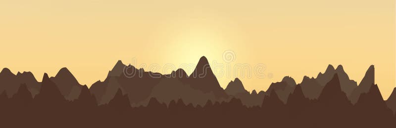 Abstract Landscape Design with Mountains and Rising Sun Vector Image ...
