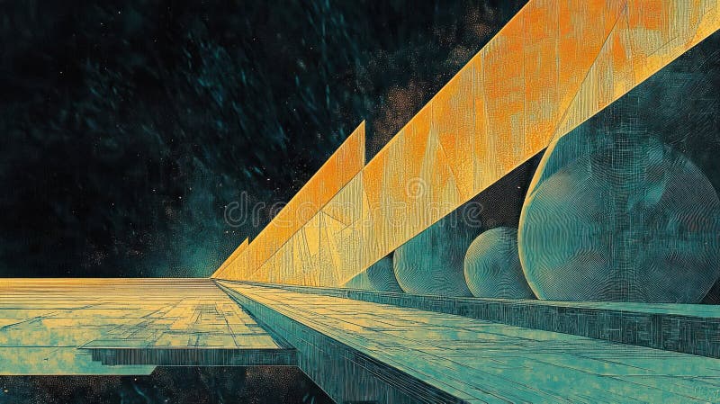 Abstract Landscape Featuring Geometric Shapes and a Surreal Atmosphere ...
