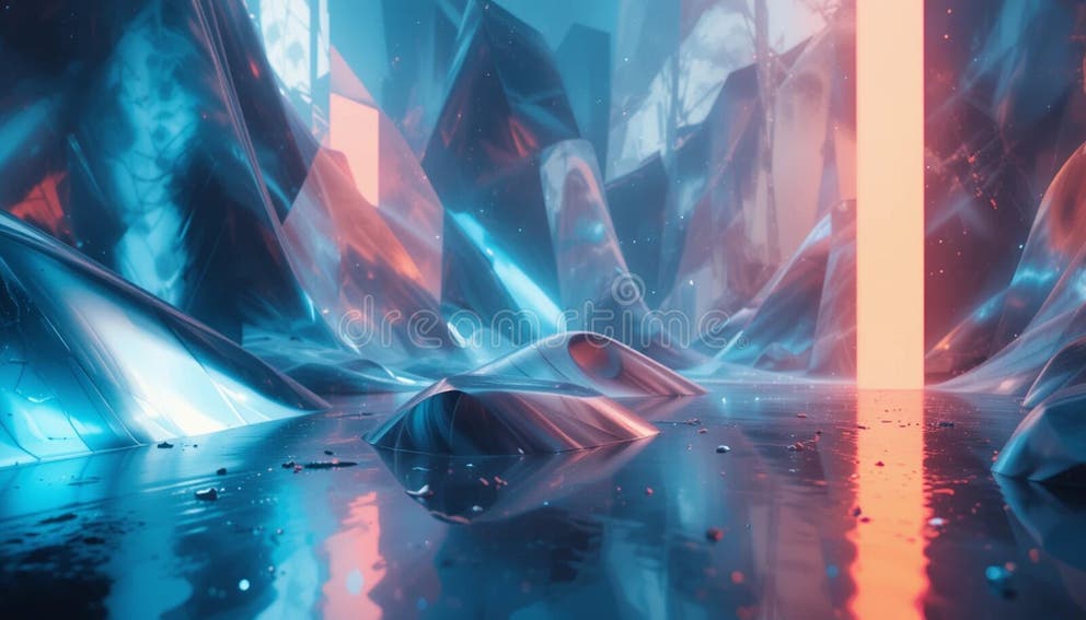 Abstract Landscape Featuring Sharp, Crystalline Structures with ...