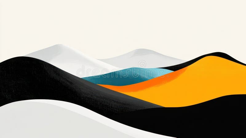 Abstract Landscape Featuring Stylized Hills in Various Colors and ...