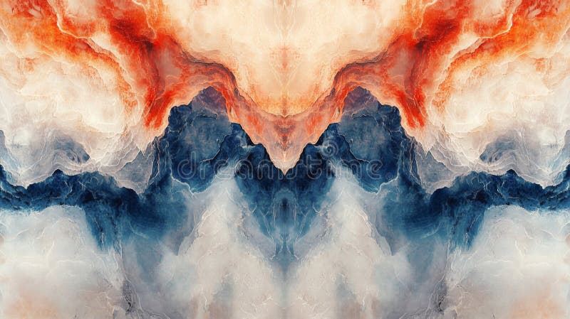 Abstract Landscape with Fiery Blue and Orange Clouds Stock Illustration ...