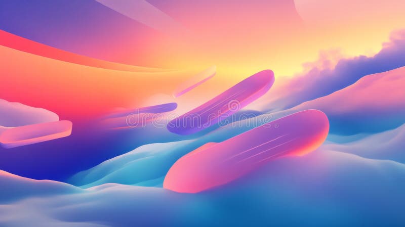 Abstract Landscape with Floating Shapes and Gradient Colors Stock ...