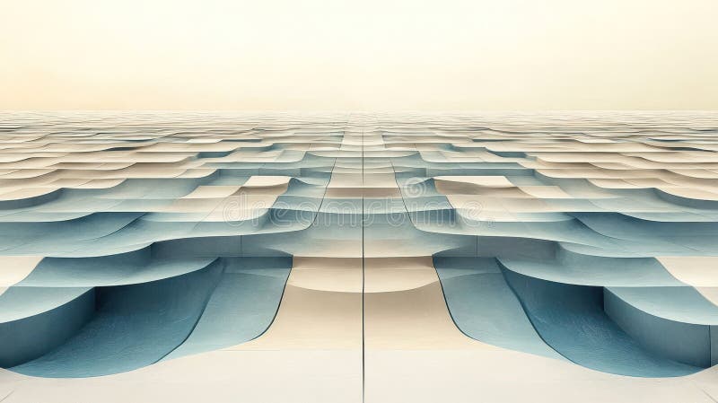 Abstract Landscape with Flowing, Layered Forms in Soft Colors and ...