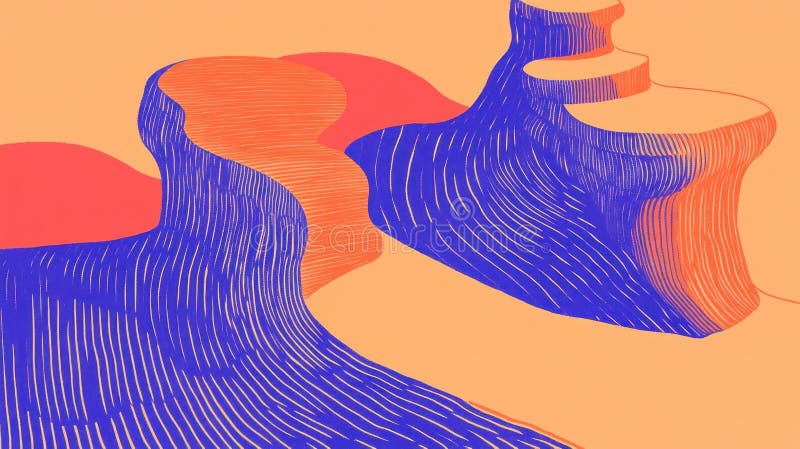 Abstract Landscape with Flowing Lines and Vibrant Colors, Creating a ...