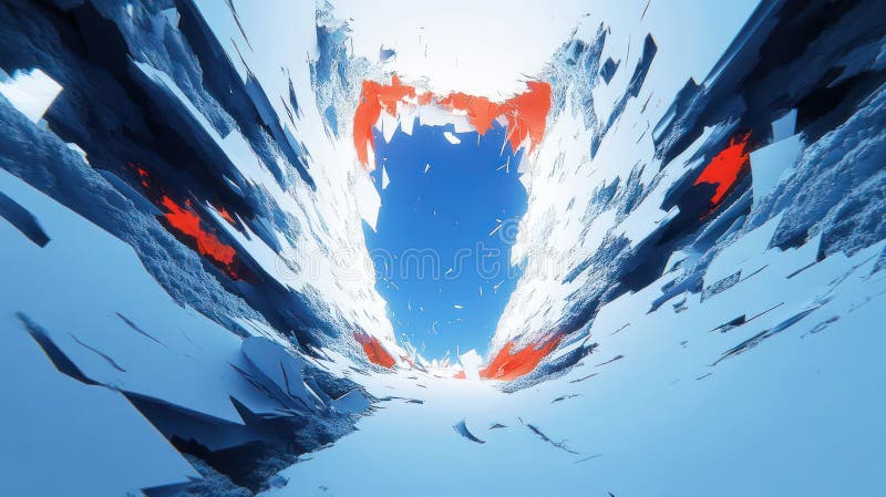 Abstract Landscape with Fragmented Textures and Vibrant Colors, Evoking ...